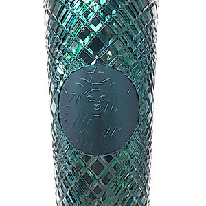 Starbucks Emerald Green Jeweled Tumbler Cold Cup 24oz Tumbler with Straw