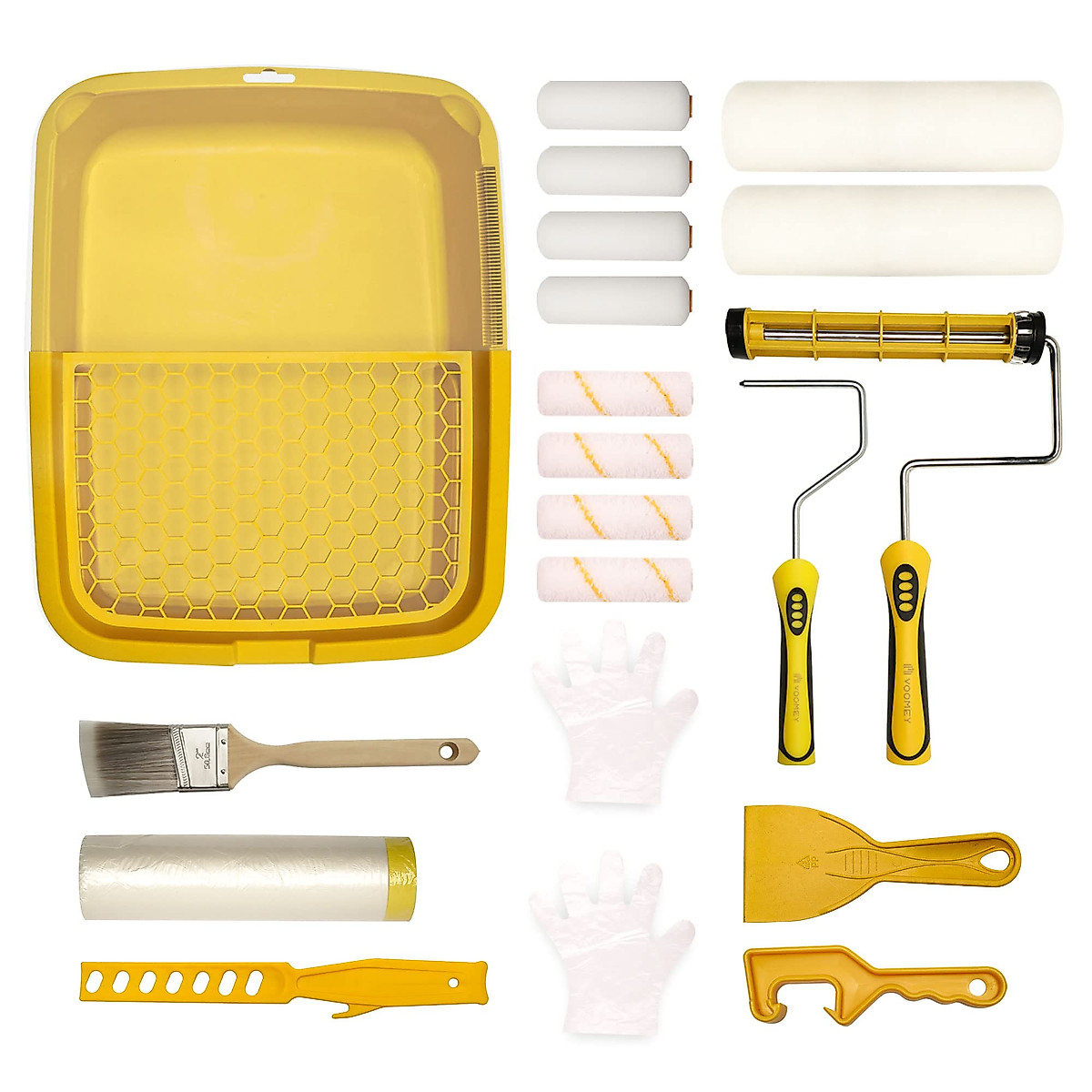 Voomey 22 Pcs Paint Roller Kit, 9 Inch 4 Inch Paint Rollers Set with Frames,Paint Roller Covers, Paint Roller Tray,Professional Paint Kit for House Painting, Suitable for DIY Interior Walls, Rooms