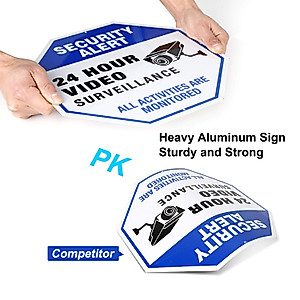 Video Surveillance Signs, Aluminum 10" x 10" Outdoor Security camera Signs for Property, Metal Reflective Warning Sign for Home Business CCTV Security Camera - 2 Pack
