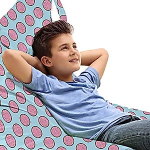Ambesonne Dessert Lounger Chair Bag, Yummy Pie Flat Design with Pink Strawberry Jam and Colorful Sprinkles on Top, High Capacity Storage with Handle Container, Lounger Size, Multicolor