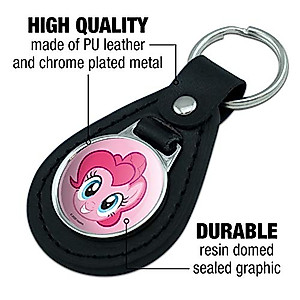 GRAPHICS & MORE Black Leather My Little Pony Pinkie Pie Face Keychain