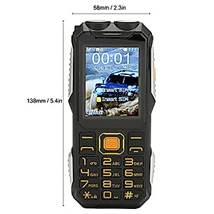 Septpenta 2G Unlocked Phone, 2.4in HD Screen Dual SIM Big Button 0.3MP Voice Changing Function Multifunctional Cell Phone, 16800mAh SOS Function Dual LED Big Flashlight for Seniors(Black)