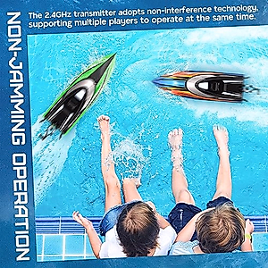 ALPHAREV RC Boat with Case R308 20+ MPH Fast Remote Control Boat for Pools and Lakes, 2.4 GHZ RC Boats for Adults and Kids with Rechargeable Battery