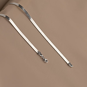 DKMN GÜMÜŞ Snake Layered Chain - Herringbone Chain Necklace - Italian Reversible Chain - Snake Chain Choker - Chain Necklace For Women - 925 Sterling Silver Chain Necklace (18K Gold, 20 Inches)