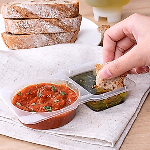 20PCS Double Compartment Condiment Container, Portable Reusable Sauce Container with Lids, Dual Compartment Container for Takeaway Sauces, Dips and Sampling