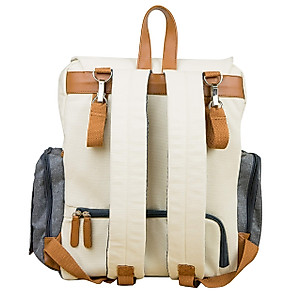 Cutie Carry Diaper Bag Backpack with Baby Pad Insulated Pocket Stroller Straps Wipe Dispenser Padded Shoulder Large Fashion Bags Dad or Mom Grey Cream