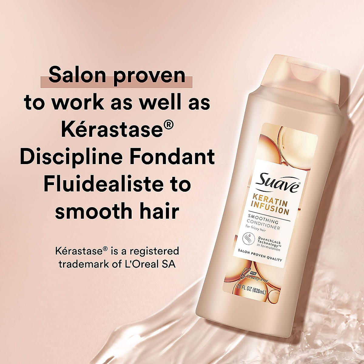 Suave Professionals Smoothing Conditioner For Dry Hair Keratin Infusion Hair Conditioner with 48-hour Frizz Control, 28 Ounce (Pack of 4)