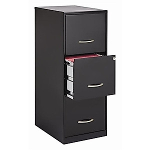 BOWERY HILL Modern 3 Drawer Metal Letter File Cabinet in Black