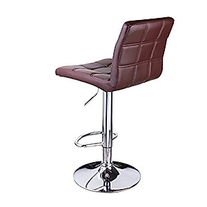 Contemporary Bar Stools Hight Adjustable Seat Hydraulic 360 Degree Swivel Sturdy Steel Frame Quadrate cushion Seat Dining Chair Bar Pub Stool Home Office Furniture - Set of 4 Brown #1935brw