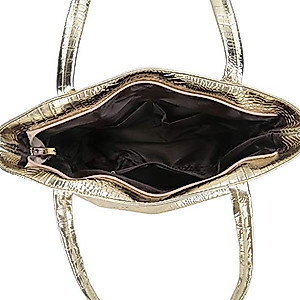 Carry on Tote Bags for Women Women Capacity Bags Ladies Solid Tote Shoulder Fashion Large Handbag Zippe (Gold, One Size)