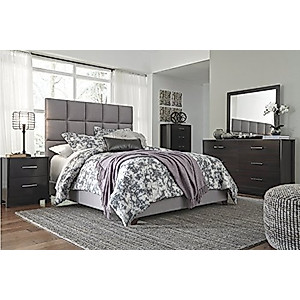 Signature Design by Ashley Dolante Modern Upholstered Square Tufted Platform Bed, Queen, Gray