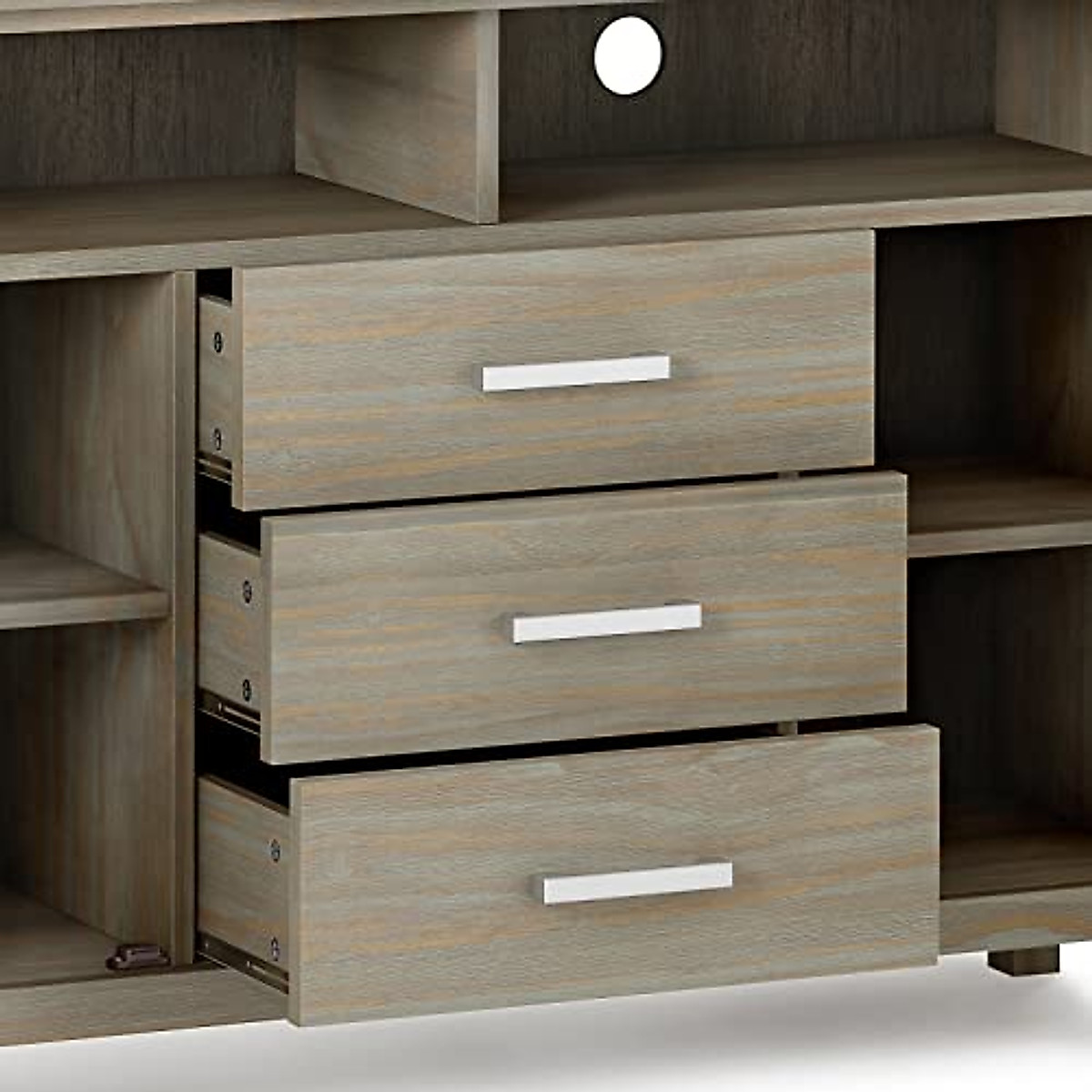 SIMPLIHOME Kitchener SOLID WOOD 53 Inch Wide Contemporary TV Media Stand in Distressed Grey for TVs up to 60 Inches, For the Living Room and Entertainment Center