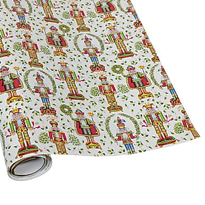 Caspari Nutcracker Christmas White Gift Wrap - One Roll