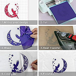 HTVRONT HTV Heat Transfer Vinyl Bundle (12 Pack) - 12 Inch by 5 Feet HTV Vinyl Rolls, Easy to Cut Iron on Vinyl for Cricut & Cameo, Easy to Weed Heat Transfer Vinyl