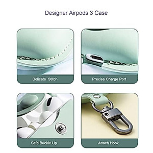 Miitoomo AirPods 3 Case Leather Case for Apple AirPods 3rd Generation Fashion Rose Pink Case Snap Closure Charging Case (Light Pink)