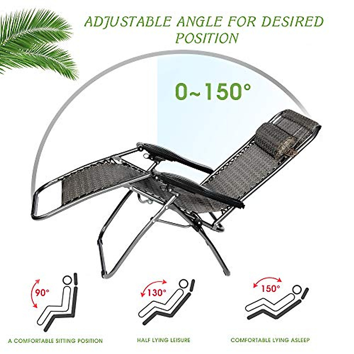 Livebest Set of 2 Adjustable Zero Gravity Chair Patio Lounge Chairs Folding Recliner Outdoor Pool Yard Beach
