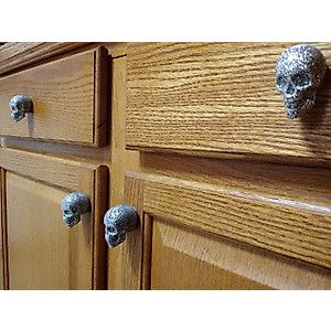 Silver Glitter Skull Door Knobs Drawer Knobs (Set of 2)
