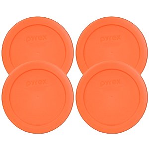 Pyrex 7200-PC Round 2 Cup Storage Lid for Glass Bowls (4, Orange)