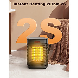 Space Heater, 500W Small Space Heater for Indoor Use, Ceramic Personal Heater with Overheating & Tip-Over Protection, Mini Quiet Desk Heater for Home Office Bedroom