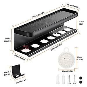 Yimerlen Airwrap Storage Holder Compatible with Dyson Airwrap Curling Iron Wall Mount Storage Rack Holder for Bathroom Attachments Organizer (Black, with Shampoo Comb)