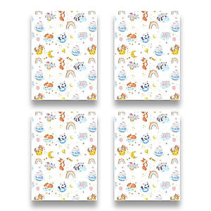 Animals Sleeping Wrapping Paper for Baby Infant Boys Girls, Good Night Rabbit Panda Fox Bear Koala Rainbow Moon Gift Wrap Paper Sheet for Baby Shower Birthday Kindergarten Newborn Children Kids