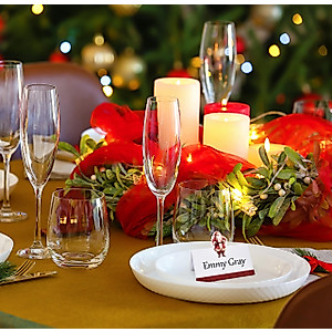 100 Pack Christmas Place Cards Holiday Seating Name Card Die Cut Xmas Santa Claus Table Setting Folded Paper Tent Cards for Winter Dinner Wedding Tables Placement Party Decorations 2" x 3.5"