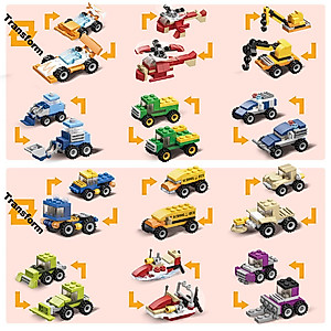 12Pcs Pre Filled Easter Eggs with Mini Buildable Vehicles Building Blocks, Car Egg Surprise Toy for Easter Egg Hunt, Easter Basket Filler, Easter Basket Stuffers, Easter Party Favors School Prize Toys