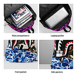 Vkaxopt Backpack Shark Teeth Camo Backpacks Travel Laptop Daypack Big Capacity Bookbag Fashion Durable for Men and Women