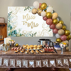 Miss to Mrs Bridal Shower Backdrop Greenery Green Leaves Wedding Photo Background 7x5ft Bride to Be Engagement Backdrop for Photography Bridal Shower Decorations Cake Table Banenr Photo Booth Props