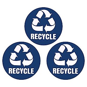 MECCANIXITY Recycle Sticker Bin Labels 5 Inch Large Recycling Vinyl for Stainless Steel/Plastic Trash Can, Blue Pack of 3