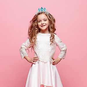 COCIDE Frozen Elsa Tiara for Women Birthday Crown Halloween Costume Blue Crystal Headband Tiara Princess Hair Accessories for Wedding Bridal Flower Party Prom Cosplay