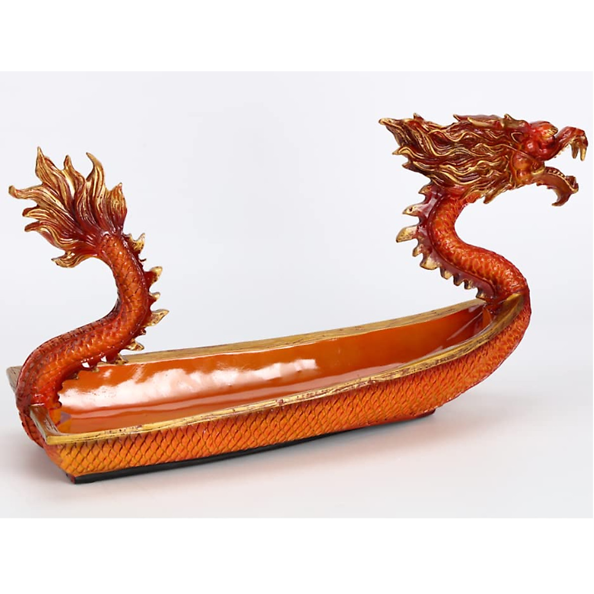 HONHPD Resin Sushi Boat Serving Tray, 23.3 Inch Seafood Plate, Japanese Food Tableware, Salmon Platter, Dry Ice Plate, Large Sushi Boat Plate for Sashimi Board Seafood Party,Coloured Copper