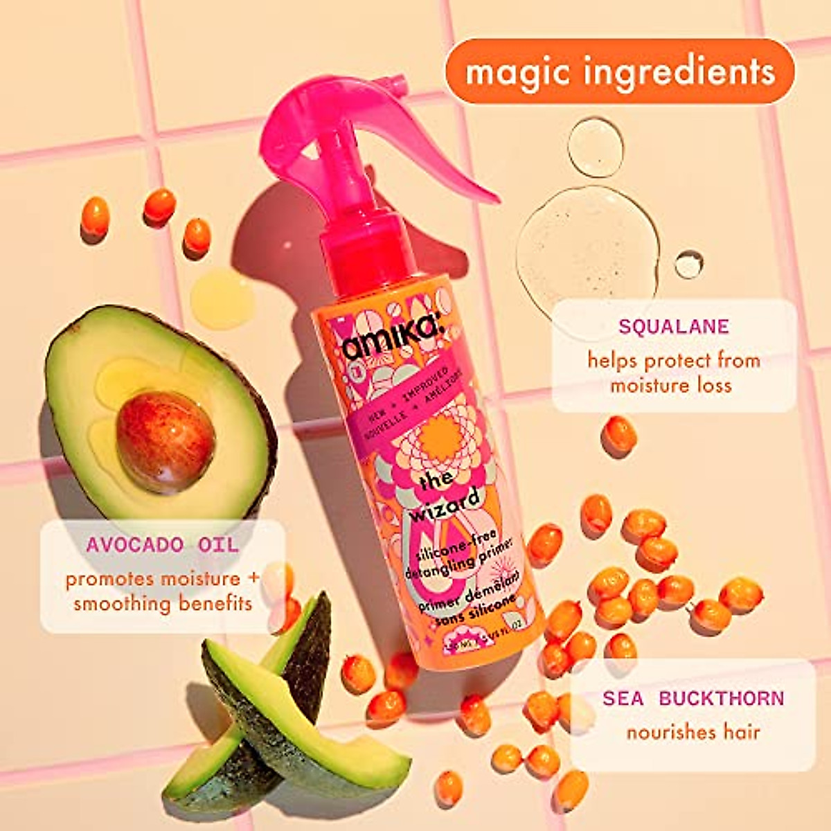 amika the wizard silicone-free detangling primer, 150ml