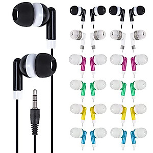 Wjjitan Bulk Earbuds 50 Pack Multi Colored Individually Bagged, Wholesale Earbuds Headphones Class Set Earphones for Classroom, Kids, Students,Schools,Children
