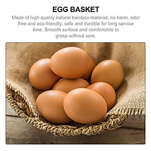Hemoton 3PCS Bamboo Woven Basket Flat Wicker Round Egg Basket Natural Handmade Food Vegetables Fruits Storage Shallow Tray Organizer Holder Bowl for Home Kitchen