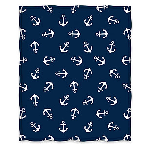 Jekeno Nautical Anchor Blanket Gifts for Men Women Kids Boys Birthday Christmas for Dad Husband Son Fathers Day Presents Sea Adventure Ocean Theme Navy Throw Blankets Dark Blue 50"x60"
