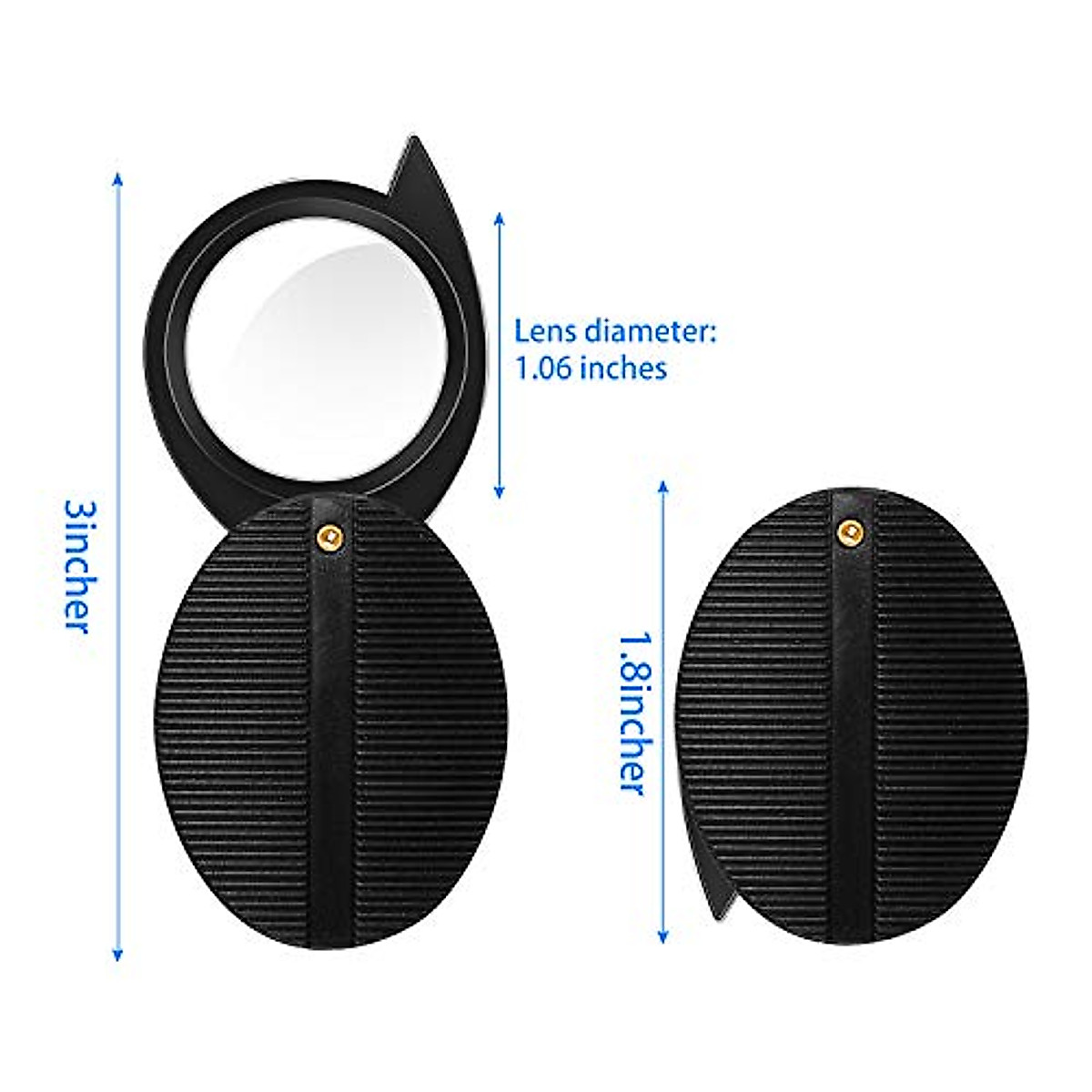 10X Folded Pocket Magnifier Mini Magnifying Glass Handheld Rotating Magnifier for Reading Newspaper, Book, Magazine, Science Class, Hobby, Jewelry (10 Pieces)