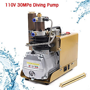 CNCEST 110v High Voltage Electric Pcp Air Compressor, Submersible Pump 30mpa 4500psi Scuba Submersible Pump Water Cooling