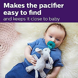 Philips AVENT Soothie Snuggle Pacifier Holder with Detachable Pacifier, 0m+, Elephant, SCF347/03