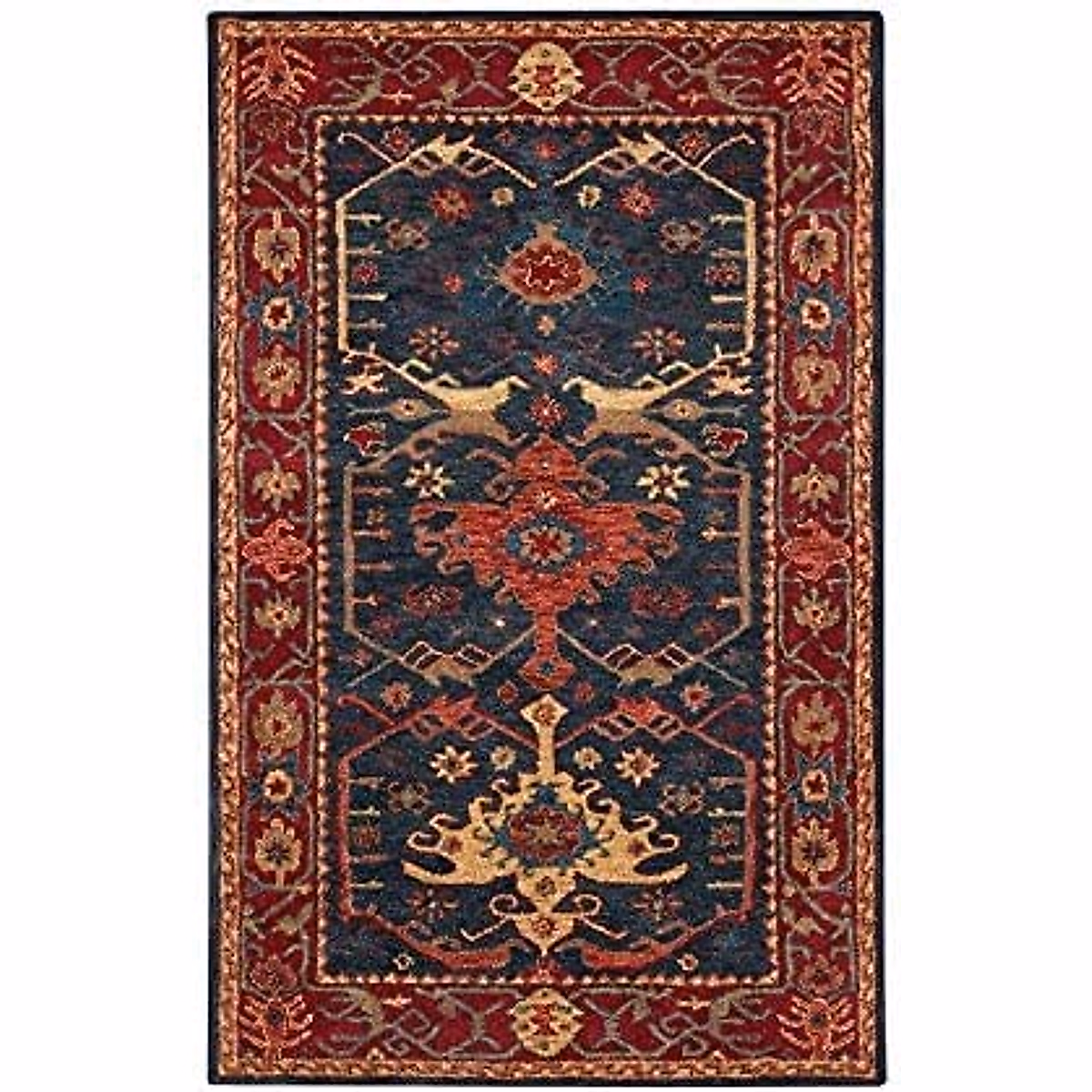 Naz Carpet Handmade Traditional Woolen Persian Rugs for liviing Room,Bedroom and Hall (Color D.Blue 6x9 Feet)
