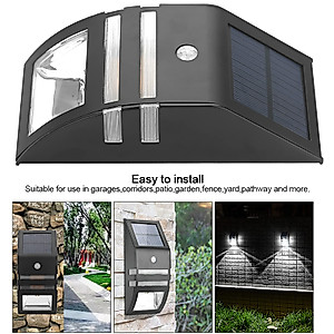 Zerodis Solar Wall Light, Polycrystalline Silicon Solar Panel Illumination Equitment Stainless Steel Casing Solar Power Motion Sensor Lamp for Use in Garages Corridors Patio (3)