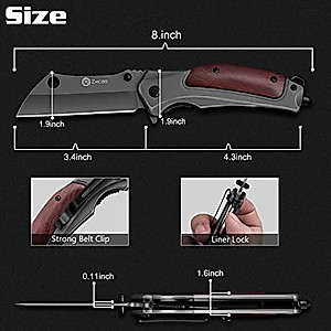 Zxcan Pocket Knife, Folding Knife 5CR13 Carbon Steel Stainless Blade, EDC Knife with Liner Lock, Pocket clip, Tactical Knife for Camping Indoor and Outdoor Activities Men Gift