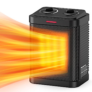 Space Heater, Small Space Heater for Indoor Use, 1500W/900W PTC Ceramic Space Heater with Thermostat, 3 Modes, Safety Quiet Heating, Multiple Protection, Portable Heater for Office Room Desk Use