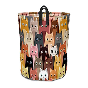 mchuang Cartoon Funny Cat Laundry Hamper,kids laundry Basket,Waterproof Storage Bin for Bedroom,Clothes Organizer Basket,Toys Box,Room Decor