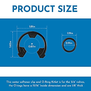 7337563 Water Softener Clip Kit (WS60X10004, 1205500, 7116713, 1205500) and O-Ring Kit (7337571, 7170288, STD302213, WS03X10025) Compatible with Kenmore, GE, EcoPure, Sears