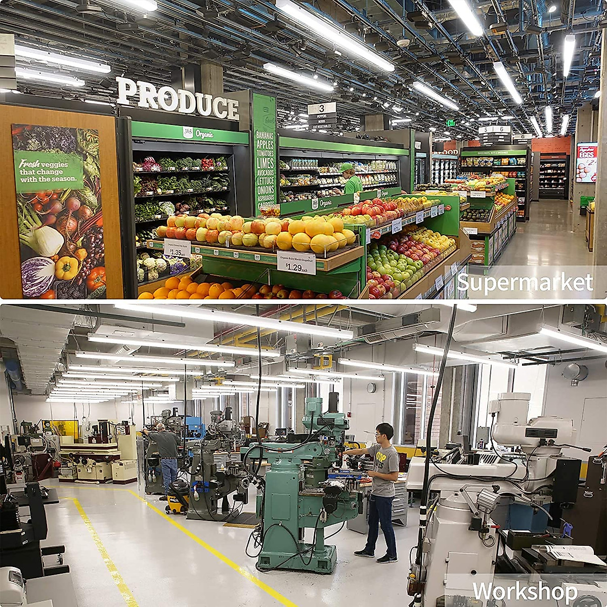 TychoLite 110W LED Shop Lights 8FT Linear Strip Light, 12000LM, 5000K, 8' LED Light Fixtures for Garage Warehouse Supermarket, 8 Foot LED Commercial Ceiling Lighting, Fluorescent Tube Replacement