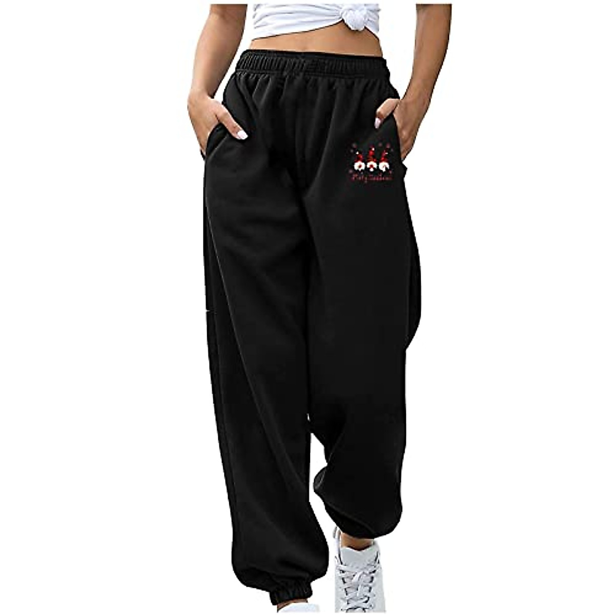 Fleece Sweatpants Women,Xmas Print High Waisted Sweatpants for Women Xmas Print Drawstring Workout Active Joggers Buffalo Plaid Print Plus Size Pajama Pants AG XL