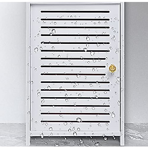 ITWAZ Multipurpose Bathroom Standing Cabinet with Single Door and 3-Layer, Free-Standing Shelves for Living Room Bathroom Storage Cabinet,9.8" Lx9.8 Wx31.5 H White B