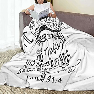 Bible Psalm 91 4 Christian Full Fleece Throw Cloak Wearable Blanket Flannel Fluffy Comforter Quilt Nursery Bedroom Bedding King Size Plush Soft Cozy Air Conditioner Blanket