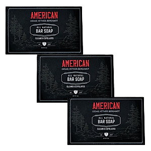 Live Bearded: All-Natural Bar Soap For Men, 3-Pack of 3 5 oz. Bars, Made in the USA - Exfoliates, Moisturizes - Bamboo, Charcoal, Pumice, Coconut, Avocado, and Argan Oils - American Scent